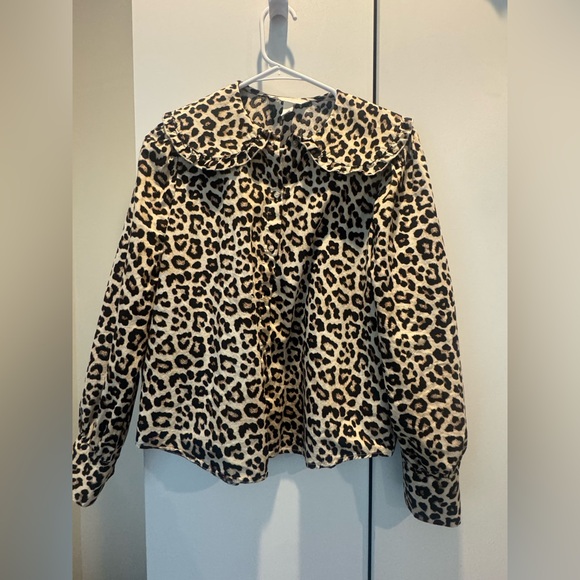 H&M | Tops | Hm Leopard Print Shirt With Collar Detail | Poshmark